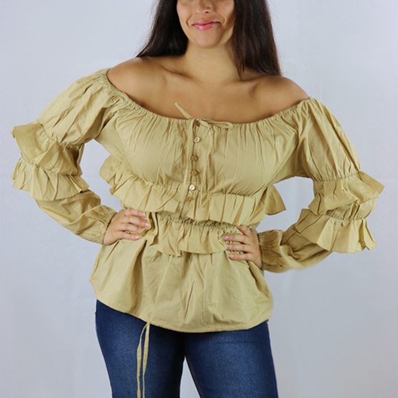 ETC | Tops | 0 Cotton Off Shoulder Lightweight Tan Top 321 | Poshmark